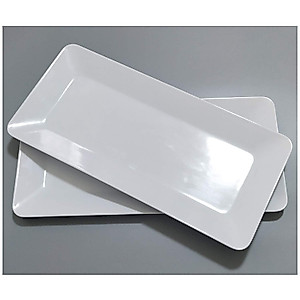 KX-WARE 17-inches Melamine Serving Platters/Rectangular Trays for Party | Set of 2 White, Dishwasher Safe, BPA Free
