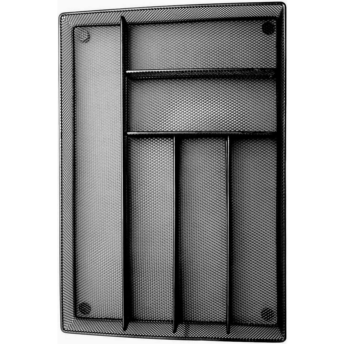 Maypes Kitchen Utensil Silverware Tray - Drawer Organizer for Flateware - Drawer Mesh Organizer (Black)