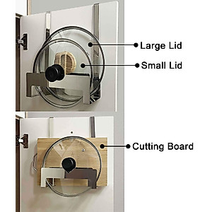 OeckuXIY 2 Pack, Pan and Pot Lid Organizer, Cabinet Door or Wall Mount Cutting Board Holder, Bakeware Tray Rack, No Drill, Mirror Polished