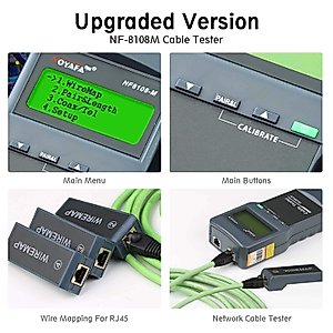 Network Cable Tester - NOYAFA Cable Wire Fault Finder for RJ45 Cat5, Cat6, 5e, 6e Measure Length, Locate The Breakage Point, Check Wiring Error with 8 Far-end Passive Test Jacks