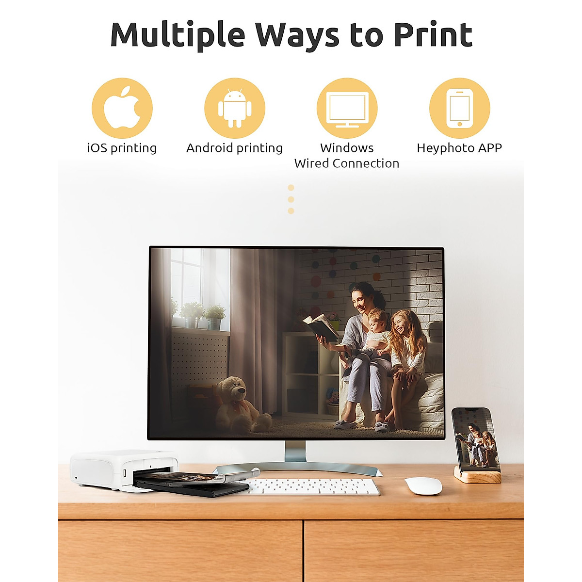HPRT 4x6'' Portable Photo Printer – Instant Full-Color Photo Printer for Phone/Laptop/MacBook, Bluetooth/USB/WiFi Picture Printer with AR Video Printing, Thermal Dye Sublimation, All-in-One Kit