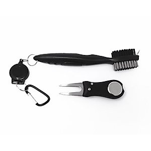 Honbay Golf Divot Repair Tool Set, Golf Brush and Groove Cleaner with Retractable Clip