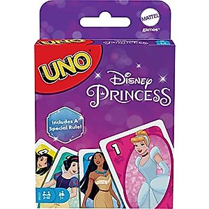 Mattel Games UNO Disney Princesses Card Game for Kids & Family, Themed Deck & Special Rule, 2-10 Players