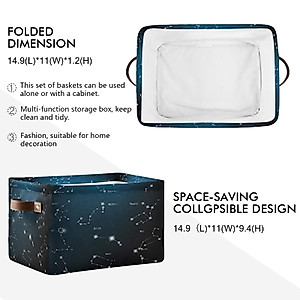 AUUXVA Storage Basket Galaxy Star Space 12 Constellation Storage Cube Box Durable Canvas Collapsible Toy Basket Organizer Bin with Handles for Shelf Closet Bedroom Home Office