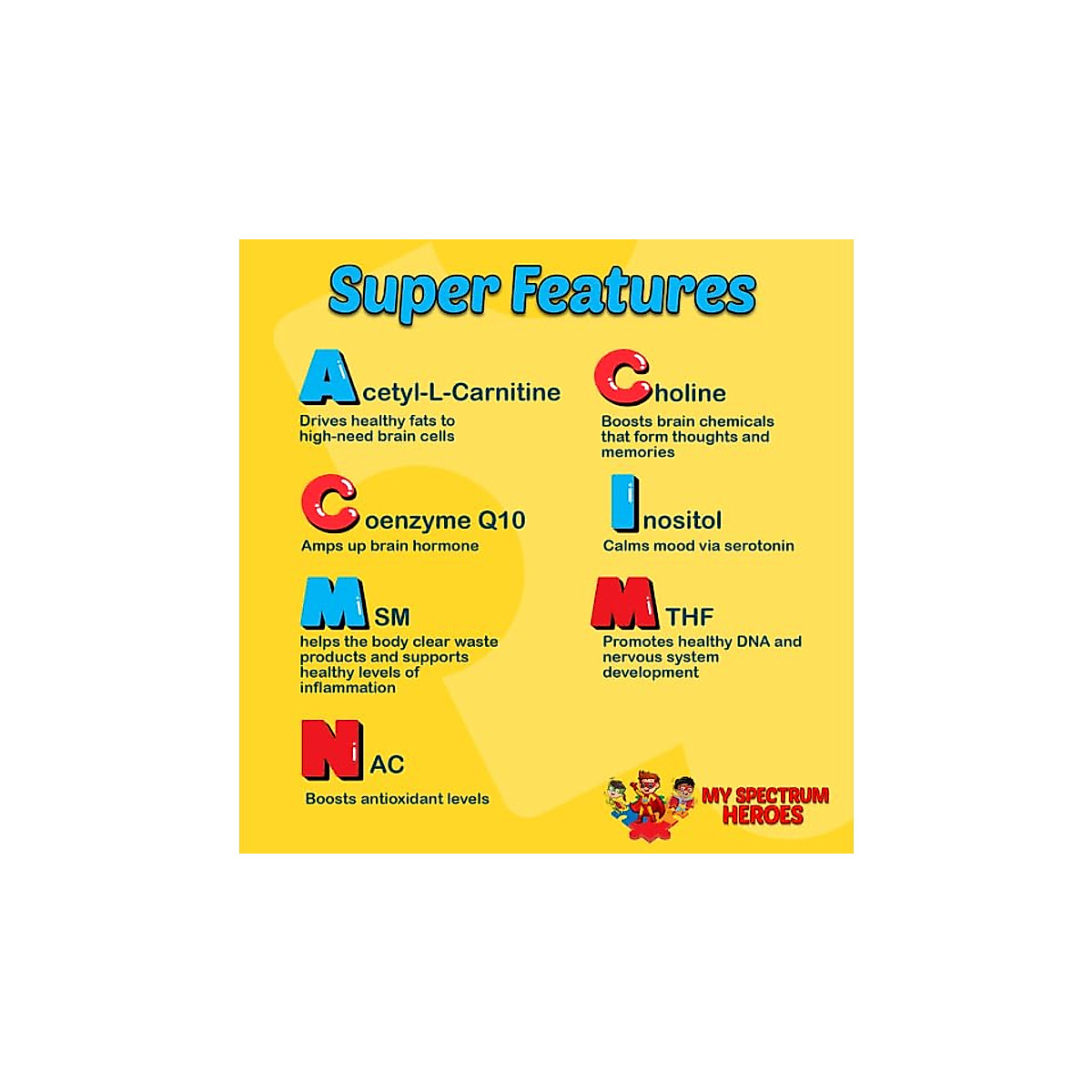 My Spectrum Heroes Kids Powder Multivitamin - Dissolvable Powder Supplement, Better Absorption, Non-GMO, Non-Gluten, No Artificial Ingredients - Neural Help for Children on The Spectrum - 122g(4.30oz)