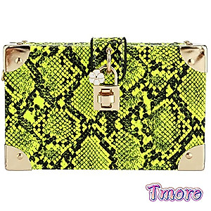 Tmore Womens Snakeskin Clutch Purses Handbag Ladies PU Leather Evening Crossbody Purse Shoulder Bags with Chain