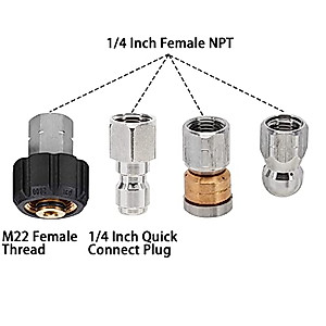 RIDGE WASHER Sewer Jetter Kit for Pressure Washer, 50 Feet Hose, 1/4 Inch, Drain Jetting, Laser and Rotating Sewer Nozzle, 3600 PSI, Orifice 4.0, 4.5