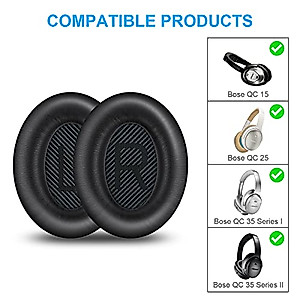 Ainiv Professional Ear Pads Cushions Replacement - 1 Pair Earpads Compatible with Bose QuietComfort 15 QC15 QC25 QC2 QC35, Softer Leather, Noise Isolation Foam