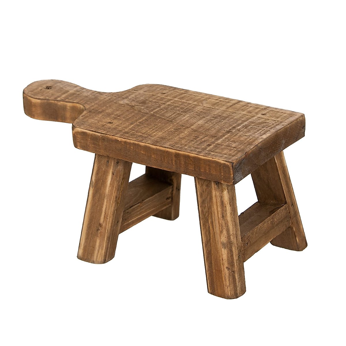 RUSTIX Mini Wooden Stool w/Handle - Rustic Decorative Square Mini Pedestal - Ideal Accent Stool for Small Decor, Plants and Trinkets - 9.4 L x 4.8 H x 4.5 W