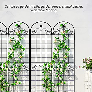 4 Pack Metal Garden Trellis 86.7" H Garden Fence Rustproof Trellis for Climbing Plants Support Roses Flower Outdoor Lawn Black