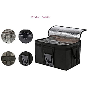 Insulated Food Delivery Bag，Reusable Food Warmer Delivery Bags for Hot and Cold,Collapsible Large Capacity and Durable, Suitable for Travel，Car，Camping (XXXL, Black)