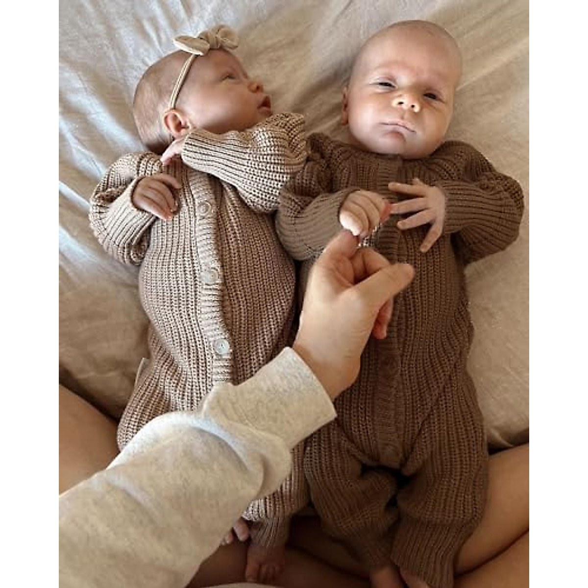 Kurylemon Baby Romper Solid Color Infant Newborn Boy Knit Clothes Button Jumpsuit Winter One Piece Outfit