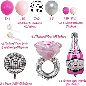 71 Packs Nashville Bachelorette Party Kit Pink and Cow Print Balloon Arch Disco Ball Mylar Balloon for Nash Bash Bachelorette Party Decorations