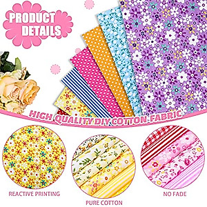 300 Pieces 4 x 4 Inches Cotton Fabric Bundle Precut Patchwork Fabrics Fat Squares Fabric Scraps Cotton Quilting Printed Floral Fabric Patchwork for DIY Craft Sewing Clothing