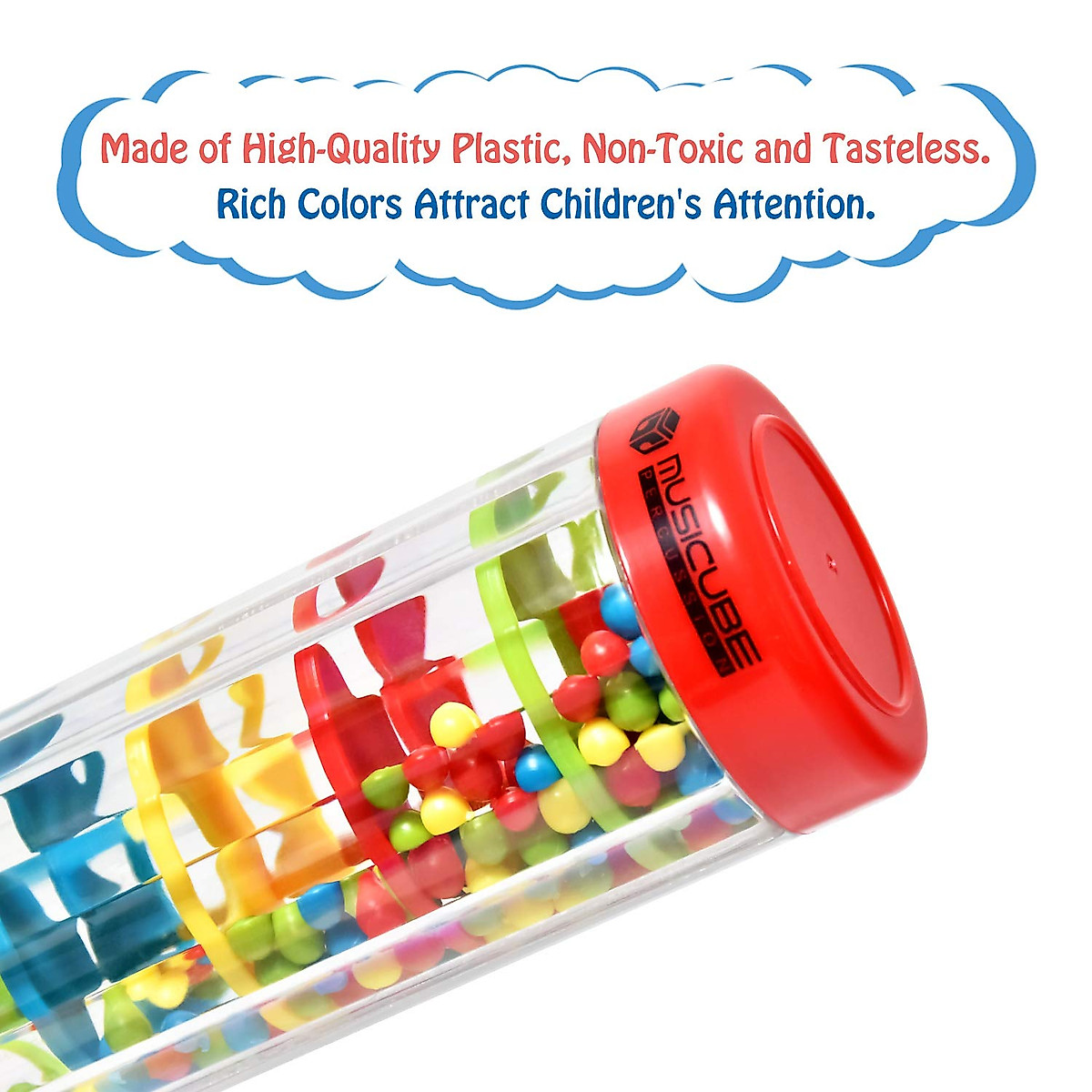 MUSICUBE 4 Inch Baby Rainmaker Toy Rain Stick Musical Instrument for Baby Infant Toddler Raindrop Sound Shakers & Rattle Sensory Musical Toys for Boys Girls