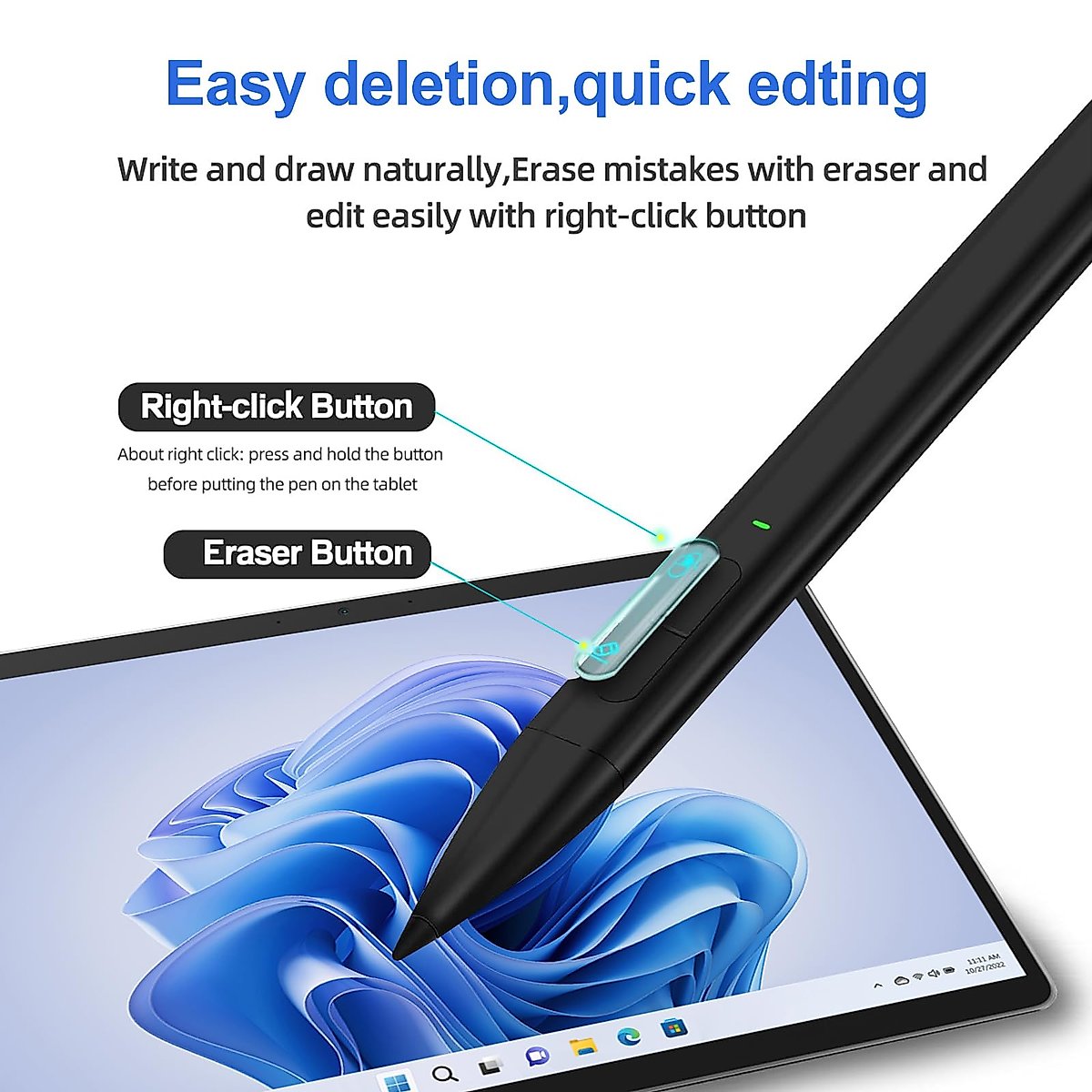 Slim Pen 2 for Microsoft Surface with 4096 Pressure, Eraser & Right-Click, Palm Rejection,Graphite Nib,for Surface Pro 11/10/9/8/7/6/5/4/3/X,Surface Go 3/2/1,Book 3/2/1,Laptop1-3,Surface Studio 2+/2/1