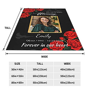KBBMFEU Custom Memorial Blanket Personalized Photo Blanket in Memory of Loved One Gifts Memorial Gifts for Loss of Son Daughter Grandma Grandfather Dad Mom