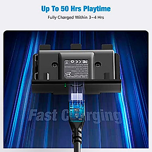 Rechargeable Battery Pack for Xbox One, 2x1200mAH Battery Pack with 4FT 2 in 1 Micro USB Charging Cable, Play and Charge Kit for Xbox One/One S/One X/Elite(Not for Xbox Series X/S Controller)