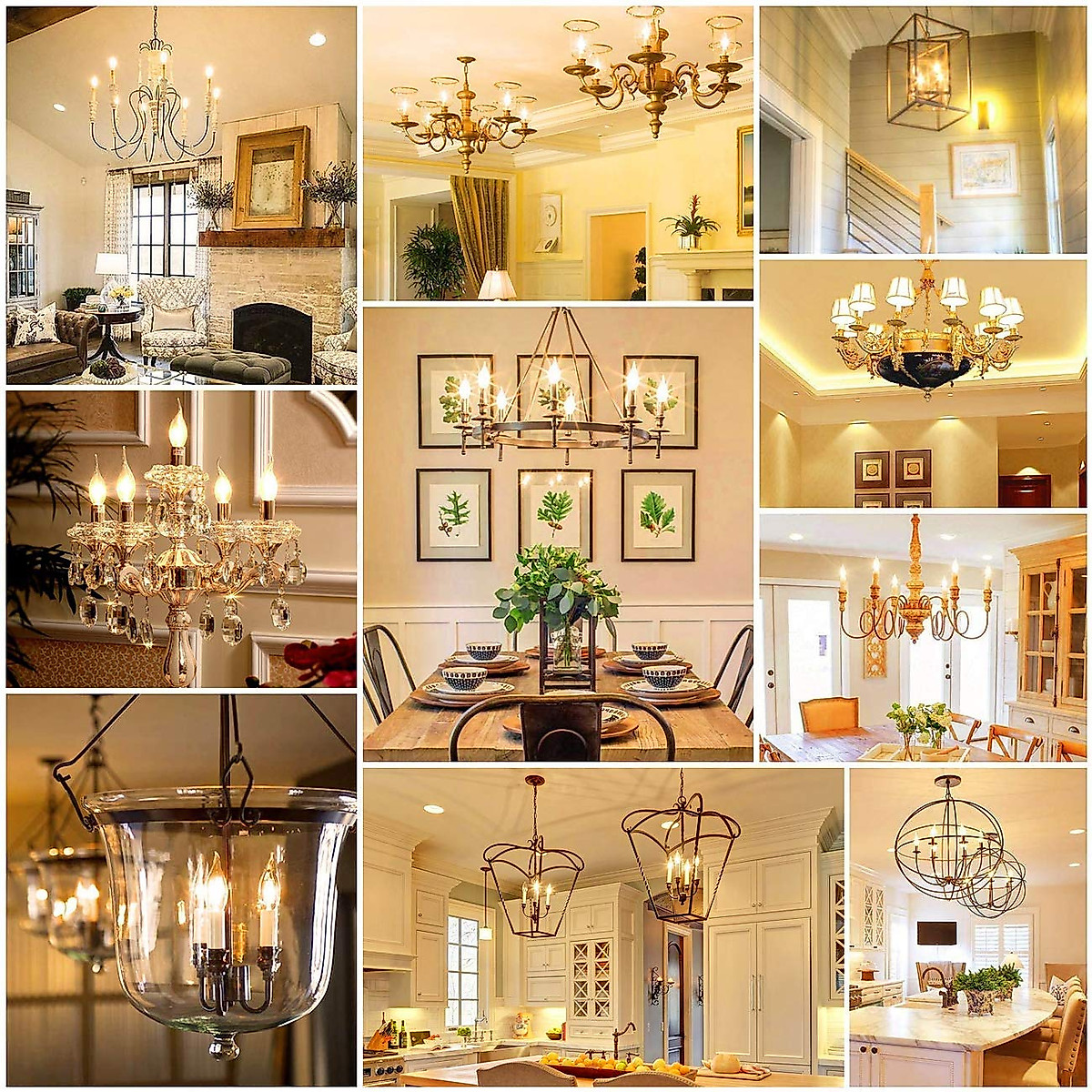 ANWIO C35/CA11 Flame Tip Chandelier Light Bulbs, LED Filament Bulb Candelabra E26 Base, Dimmable 4.5W (60W Equivalent) B11 E26 Medium Base, 2700K Warm White, 6 Pack