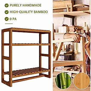 Galood Over The Toilet Storage Bathroom Organizers and Storage Shelves Adjustable 3 Tiers Floating Shelves for Wall Mounted Shelves with Hanging Rod (Brown)