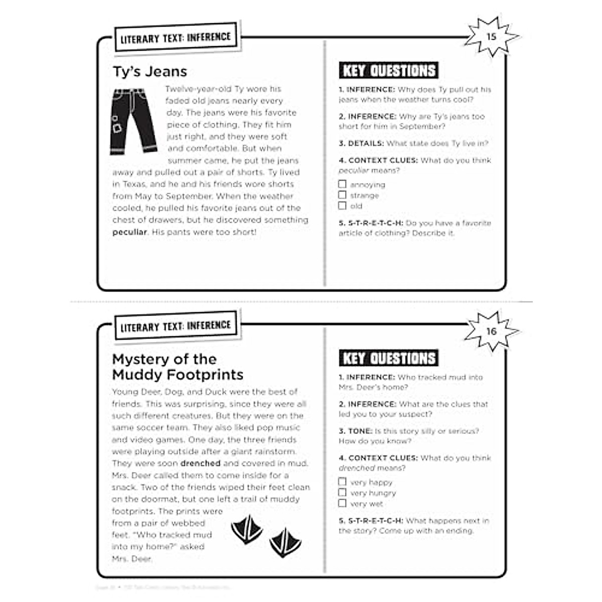 100 Task Cards: Literary Text: Reproducible Mini-Passages With Key Questions to Boost Reading Comprehension Skills