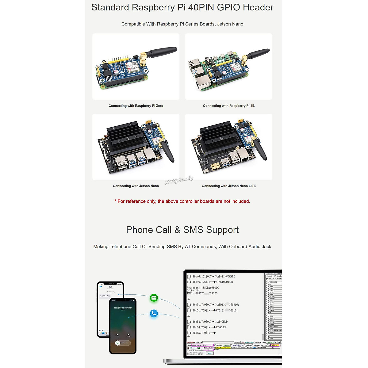 R800C GSM/GPRS HAT for Raspberry Pi and Jetson Nano Supports 2G Communication Phone Call and SMS GPRS with UART Interface @XYGStudy
