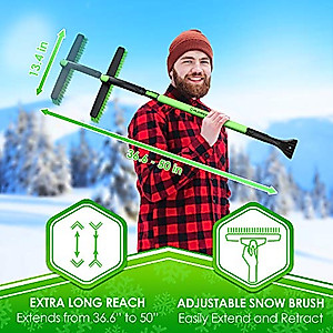 ALMA Foam Snow Brush for Car Extendable - UP TO 50 INCH Extendable Snow Brush and Ice Scraper - 360 SWIVEL Snow Brush for SUV - Broom Snow Scraper for Car Cleaner - Snow Brush for Trucks Snow Removal
