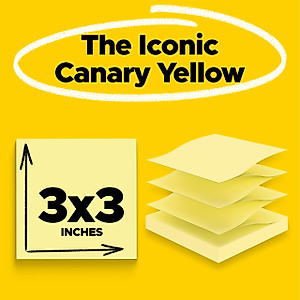 Post-it Super Sticky Pop-up Notes, 3x3 in, 12 Pads, 2x the Sticking Power, Canary Yellow, Recyclable (R330-12SSC)
