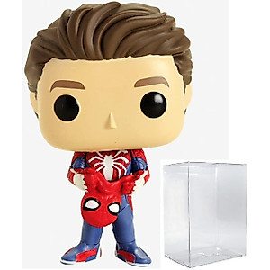 Spider-Man POP Marvel: Spiderman Video Game - Unmasked [Peter Parker] Funko Vinyl Figure (Bundled with Compatible Pop Box Protector Case), Multicolor, 3.75 inches