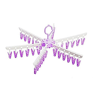 Radefaun Clip and Drip Hanger with 36 Clips Plastic Swivel Hook Portable Folding Drying Rack Baby Clothes Hanger Foldable Travel Accessories for Socks Bras Lingerie Towels Underwear Gloves