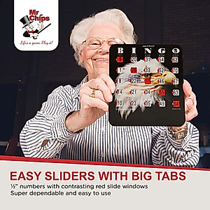 MR CHIPS Jam-Proof Fingertip Bingo Cards with Sliding Windows 50 Pack in Stars & Stripes Design