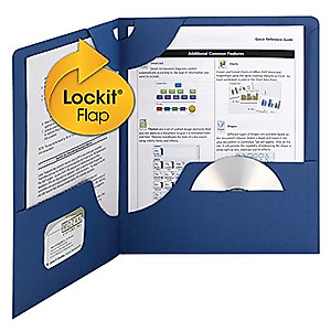 Smead Lockit Two-Pocket Heavyweight Folder, Letter Size, Dark Blue, 25 per Box (87982)