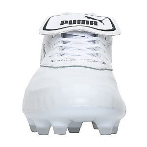 PUMA Men's KING TOP FIRM GROUND Soccer Cleat, Puma White-Puma Black-Puma White, 12