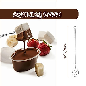 Elesunory 7 Pieces Candy Dipping Tools Chocolate Dipping Fork Spoons Set, Stainless Steel Candy Making Supplies for Decorative Plates, Including 1pcs Slotted Spoon and 6pcs Fondue Forks