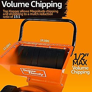 SuperHandy Wood Chipper Shredder Mulcher Ultra Heavy Duty 7HP 3 in 1 Multi-Function 3" Inch Max Capacity (Amazon Exclusive)