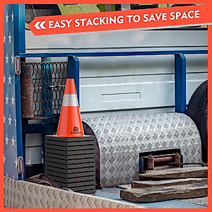 RoadHero 4 Pack Traffic Safety Cones 18 Inch with Black Weighted Base, Plastic PVC Cone, Orange Cones with Reflective Collar, Cones for Parking Lot, Construction Events, Road Safety