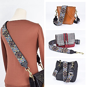 CLOUDMUSIC Handbag Strap Replacement Crossbody Strap Purse Strap for Women Girls(Embroidered Butterfly In Black)