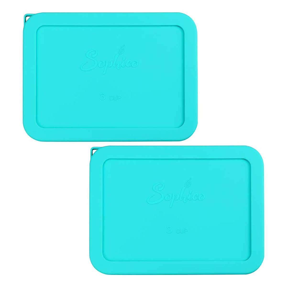 Sophico 3 Cup Rectangle Silicone Storage Cover Lids Replacement for Pyrex 7210-PC Glass Bowls, Container not Included (MINT, 2 Pack)