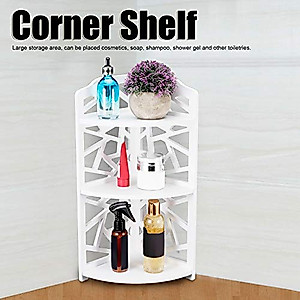 Liyeehao 3 Tier Corner Shelf, PVC Foam Board Small Corner Shelves Large Storage Area Plant Standing Rack, Storage Rack for Small Spaces Bathroom Bedroom Kitchen Garage