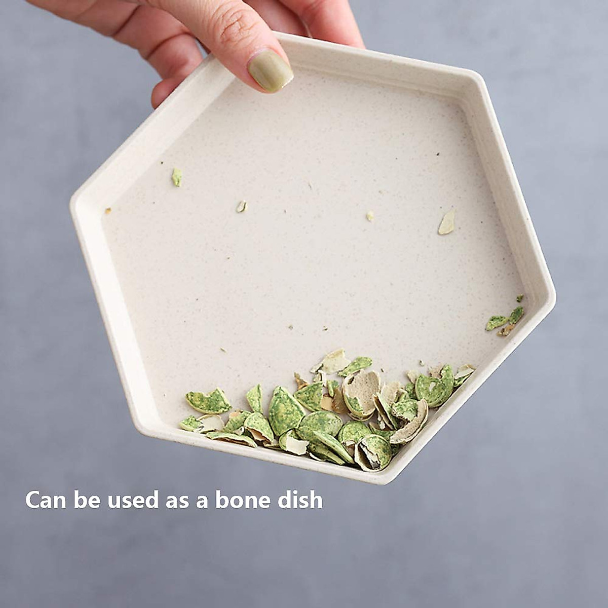 BangBoom 10 Pack Reusable Wheat straw Saucer, 5 Colors Premium Appetizer Plates, Unbreakable Small Dessert Saucer, Lightweight Colorful Snack Tableware Set for Fruit, Candy, Side Dishes. (Hexagonal)