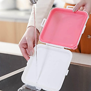 Sandwich Containers, Silicone Sandwich Storage With Snap-Off Sandwich Box Reusable Sandwich Holder For Snacks Storage (Pink)