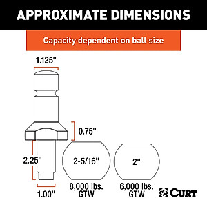 CURT 42280 2 and 2-5/16-Inch Chrome Steel Switch Ball Set, Up to 8,000 lbs. GTW