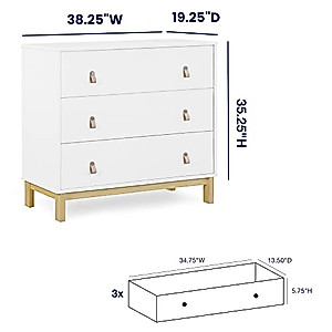 babyGap Legacy 3 Drawer Dresser with Leather Pulls - Greenguard Gold Certified, Bianca White/Natural