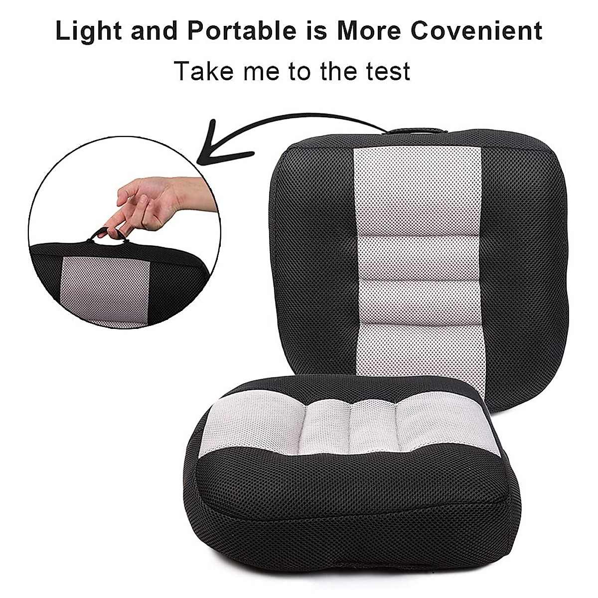 Car Booster Seat Cushion Heightening Height Boost Mat, Breathable Mesh Portable Car Seat Pad Angle Lift Seat for Car, Office,Home (Black)