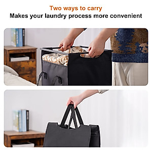 Heybly Laundry Hampers, 4 X 12.5 Gal Laundry Basket with Large Desktop Sorter for Laundry Room organization, Bathroom and Dorm Laundry Bags on Storage Shelf Rustic HLH004SR