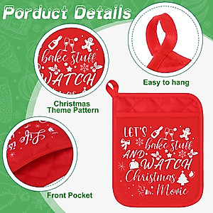 12 Pieces Christmas Pot Holders with Pocket Red Pocket Pot Holder Kitchen Hot Pad Oven Mitts Farmhouse Hot Potholders Cookie Bag Kitchen Cooking Baking