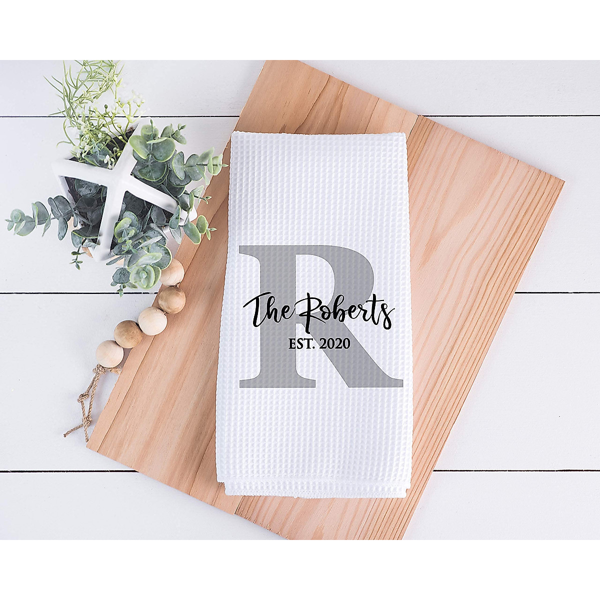 CANARY ROAD Custom Waffle Weave Dish Towel | Personalized Kitchen Towel | Housewarming Gift | Wedding Gift | Personalized Dish Towel | Housewarming Gift