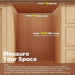 Biboraya 2-40 QT Pull Out Trash Can Under Cabinet with Soft-Close Slides,Door Mounting Slide Out Garbage Can Kit for Kitchen,Garbage Can Not Included, Requires Minimum Cabinets Opening 17" W X 25" D