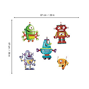 ufengke Cartoon Robot Wall Stickers DIY Removable Vinyl Wall Decals Art Decor for Kids Boys Nursery Bedroom Playroom