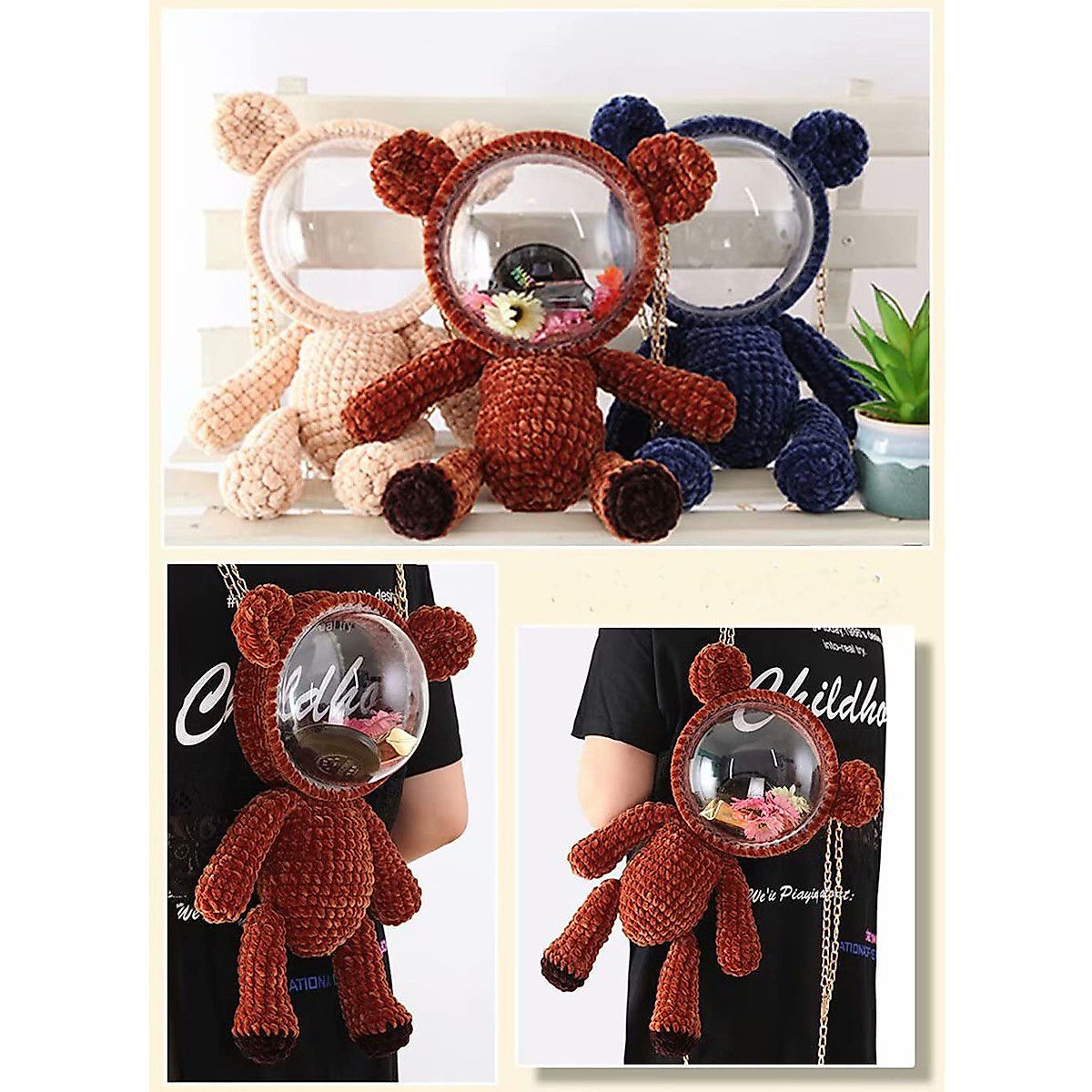 4 Skeins Soft Chenille Yarn Blanket Yarn Velvet Yarn for Knitting Fancy Yarn for Crochet Weaving DIY Craft Total Length 720m/400g (Caramel)